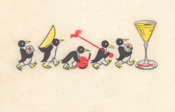 Cocktail Penguins, 1950s – Vintage Menu Art UK