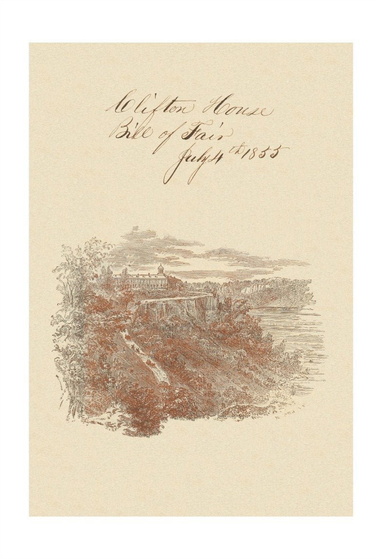 Clifton House, Niagara Falls, 1855 Menu Art – Vintage Menu Art UK